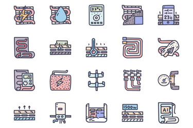 Warm floor water boiler color doodle simple Vector Image