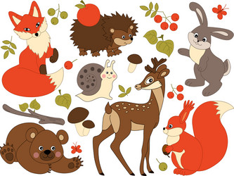 Woodland animals set Royalty Free Vector Image