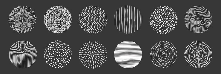 Abstract line pattern circle set hand drawn Vector Image