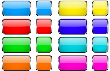 Glass buttons with chrome frame set of colored Vector Image
