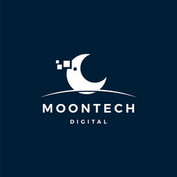 Crescent moon triangle tech logo download Vector Image