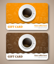 Template coffee gift cards with hand drawings Vector Image