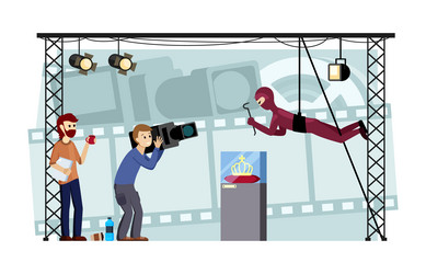 Filming movie scene action setup Royalty Free Vector Image
