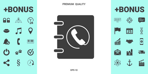 Notebook address phone book icon with handset Vector Image
