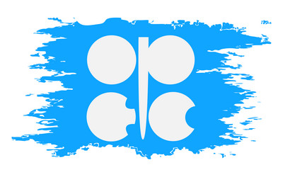 Opec flag with brush stroke effect and information