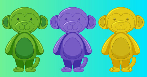 Set of monkey with different color cartoon Vector Image