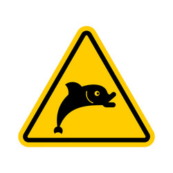 Attention fish yellow prohibitory road sign Vector Image