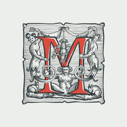 Gothic alphabet set medieval drop caps devil Vector Image