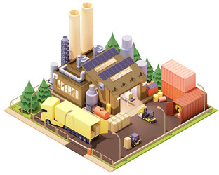 Warehouse outside view isometric Royalty Free Vector Image