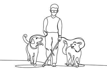 Guide-dog cane one line Royalty Free Vector Image