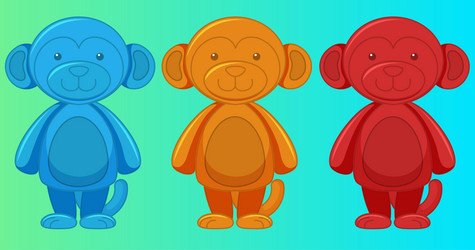 Set of monkey with different color cartoon Vector Image