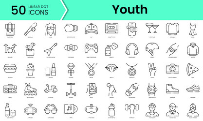 Set of youth icons simple line art style Vector Image