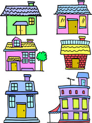 Cartoon of house set colorful Royalty Free Vector Image