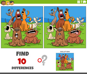 Differences activity with cartoon colorful dogs Vector Image