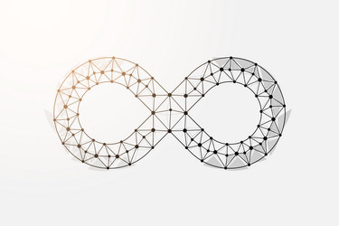 Infinity 3d low poly symbol with connected dots Vector Image