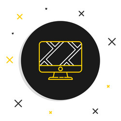 Filled outline computer monitor and folded map Vector Image