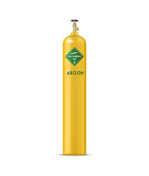 Realistic argon gas metal cylinder yellow tank Vector Image
