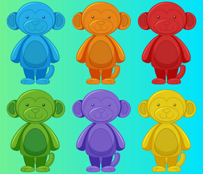Set of monkey with different color cartoon Vector Image