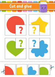 Cut and glue four flash cards color puzzle Vector Image