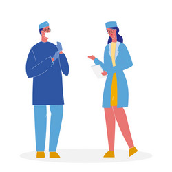 Nurse with folder in color cartoon style editable Vector Image