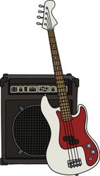 Red electric bass guitar Royalty Free Vector Image