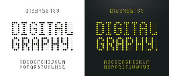 Led display font dot light english alphabet Vector Image
