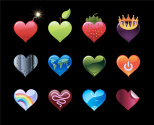 Colorful cartoon slime hearts icons Royalty Free Vector
