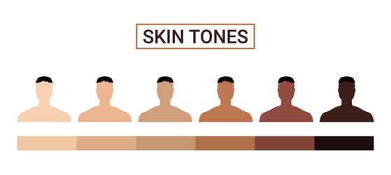 Skin tone color scale chart brown palette Vector Image