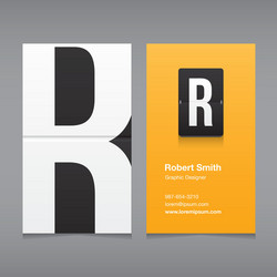 Business card template letter r Royalty Free Vector Image