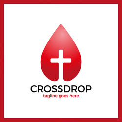 Cross drop logo - christ blood Royalty Free Vector Image