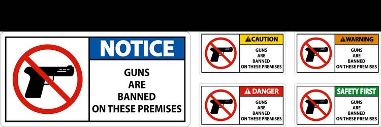 Prohibition sign guns no on white Royalty Free Vector Image