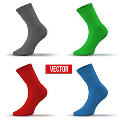 Set of black realistic sock mockups Royalty Free Vector