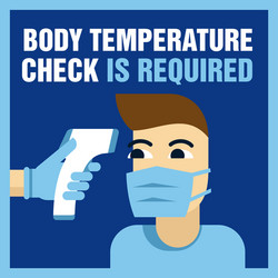 Body temperature check warning sign Royalty Free Vector