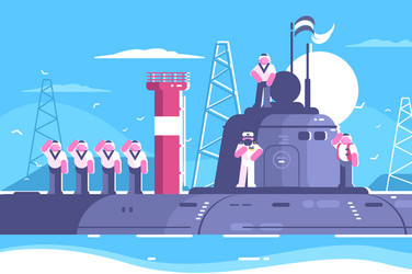 Ship crew captain cartoon poster Royalty Free Vector Image