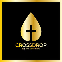 Cross drop logo - christ blood Royalty Free Vector Image