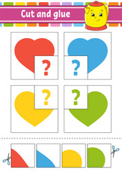 Cut and glue four flash cards color puzzle Vector Image