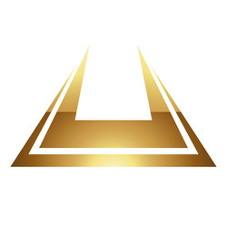 Golden glossy letter u icons on a white background