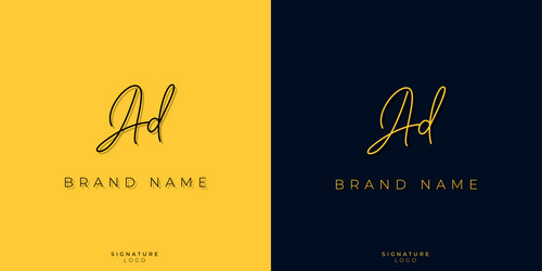 Initial letters ad monogram logo design bundle Vector Image