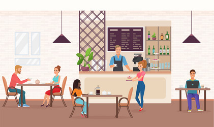 Coffee shop or cafe interior empty cafeteria Vector Image