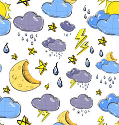 Cute weather isolated rainbow cartoon rain Vector Image