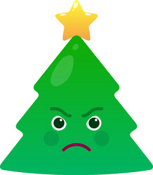 Crying christmas tree isolated emoticon Royalty Free Vector