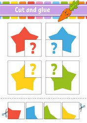 Cut and glue four flash cards color puzzle Vector Image