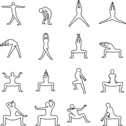 Yoga poses outline sketch Royalty Free Vector Image