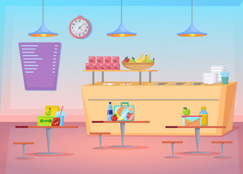 Cafe mall food court interior cartoon Royalty Free Vector