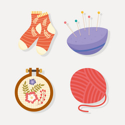 Embroidery and weaving icons Royalty Free Vector Image