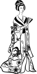 Geisha Stencil Japanese Vector Images (15)