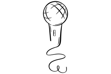 Microphone in doodle mic symbol in sketch hand Vector Image