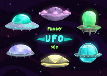 Cartoon ufo spaceship alien spacecraft futuristic Vector Image