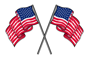 Crossed american flags design element for poster Vector Image
