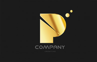 Yellow gold alphabet letter p logo company icon Vector Image